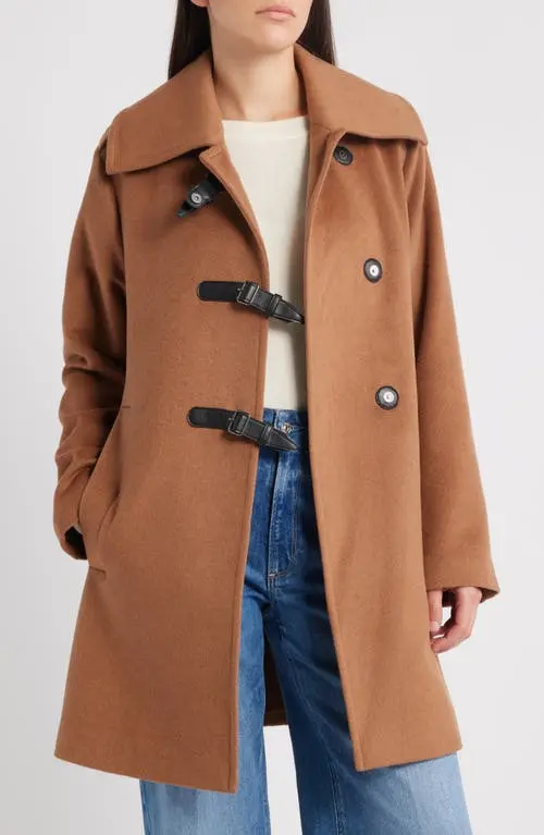 Bernardo Buckle-detailed Melton Wool-blend Coat - Camel