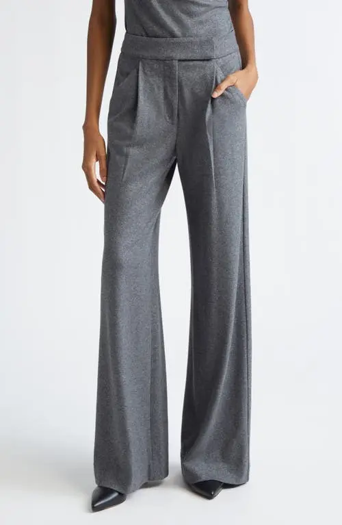 Veronica Beard Marbeau Wool Blend Wide Leg Pants - Medium Heather Grey