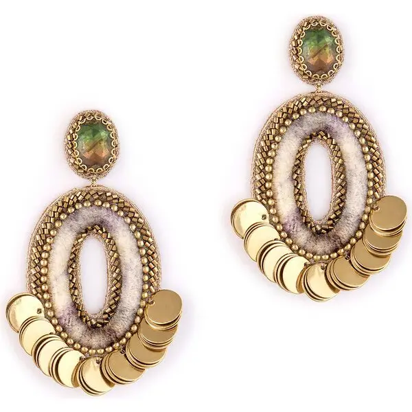Deepa Gurnani Ryon Drop Earrings - Gold/ivory