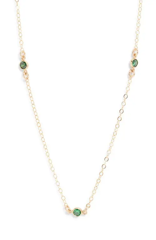 SET & STONES Birthstone Station Necklace - Gold/may