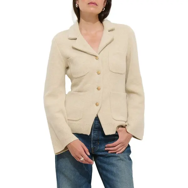 ALEX MILL London Merino Wool Blend Sweater Jacket - Wishbone
