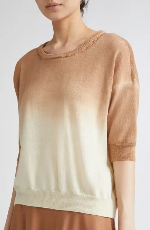 Herno Ombré Elbow-sleeve Wool Sweater - White/camel
