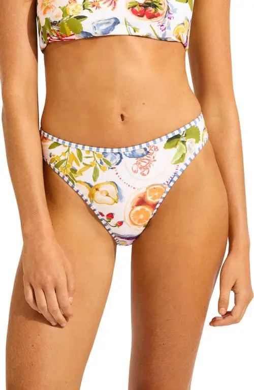 Seafolly High Cut Bikini Bottom - White