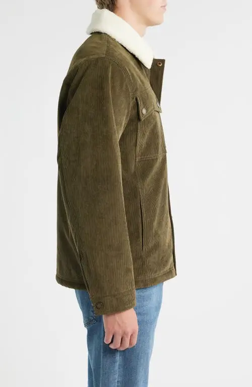 Pendleton Corduroy Trucker Jacket With Faux Shearling Lining - Dark Olive