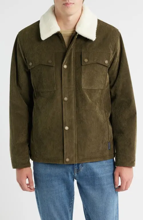 Pendleton Corduroy Trucker Jacket With Faux Shearling Lining - Dark Olive