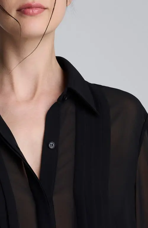 KENNETH COLE Pleated Sheer Shirt
