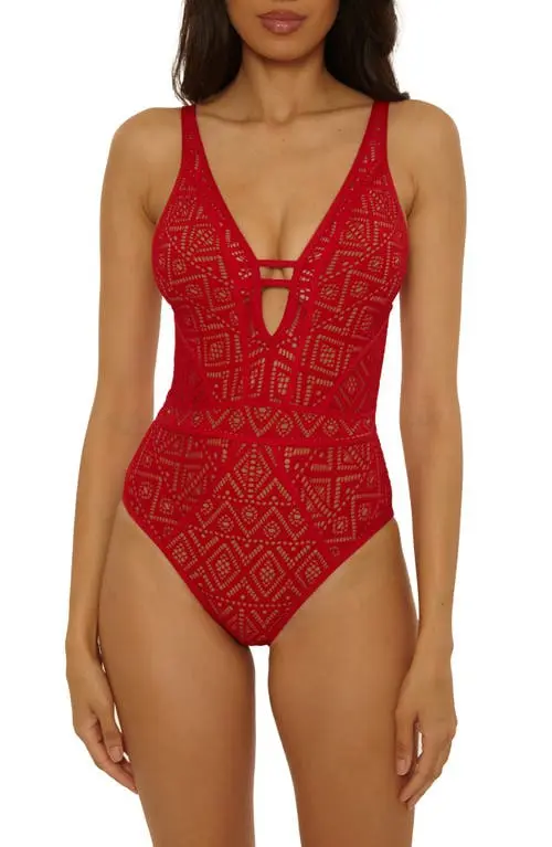 BECCA® By Rebecca Virtue Keyhole One-piece Swimsuit - Apple/tan
