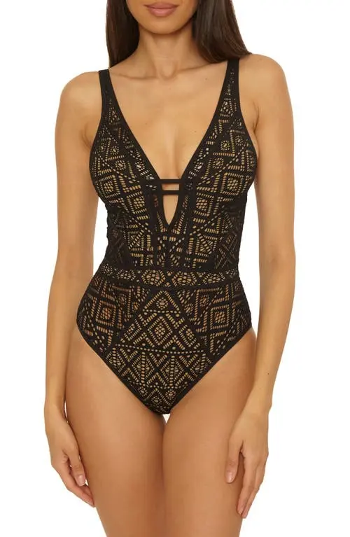 BECCA® By Rebecca Virtue Keyhole One-piece Swimsuit - Black/tan