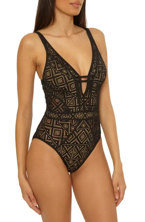 BECCA By Rebecca Virtue Keyhole One-piece Swimsuit - Black/tan