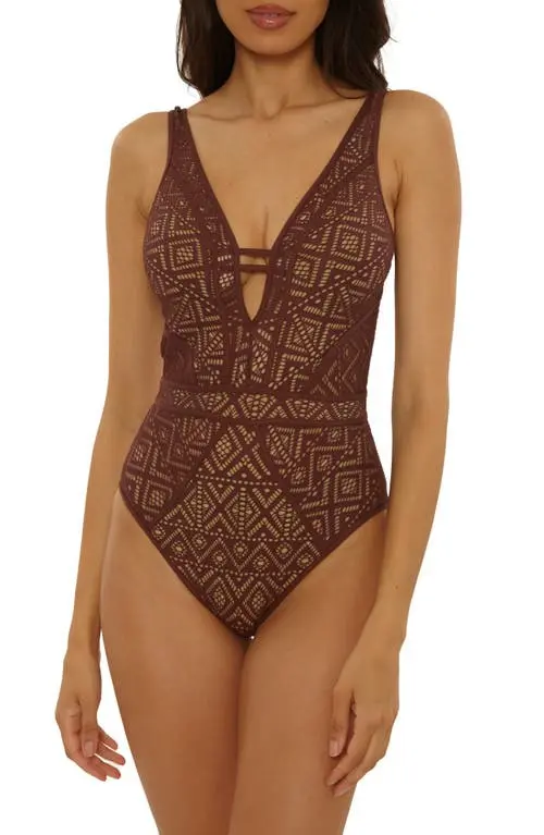 BECCA® By Rebecca Virtue Keyhole One-piece Swimsuit - Mocha/tan
