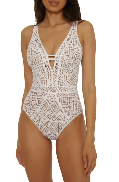 BECCA® By Rebecca Virtue Keyhole One-piece Swimsuit - White/tan