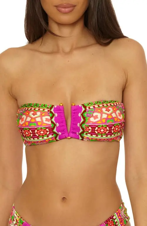 BECCA® By Rebecca Virtue Moroccan Tile V-wire Bandeau Bikini Top - Multi Pink