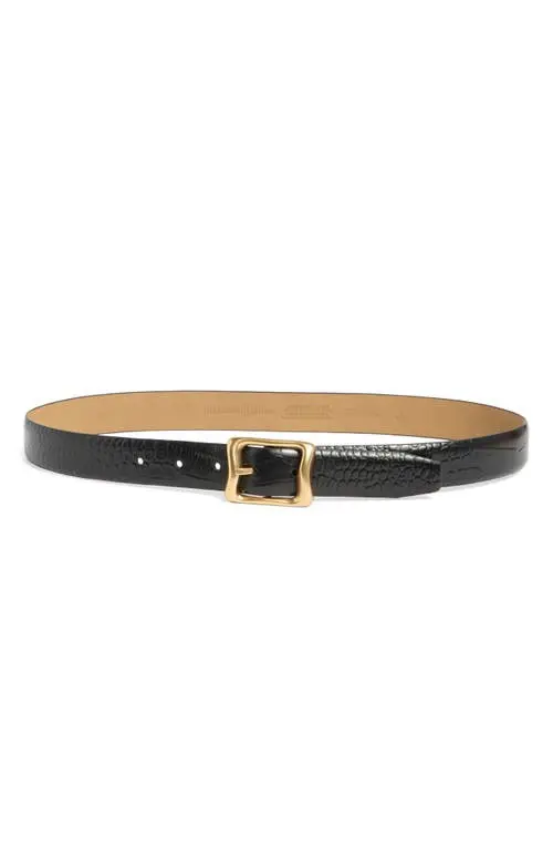 Treasure & Bond Croc Embossed Leather Belt - Black