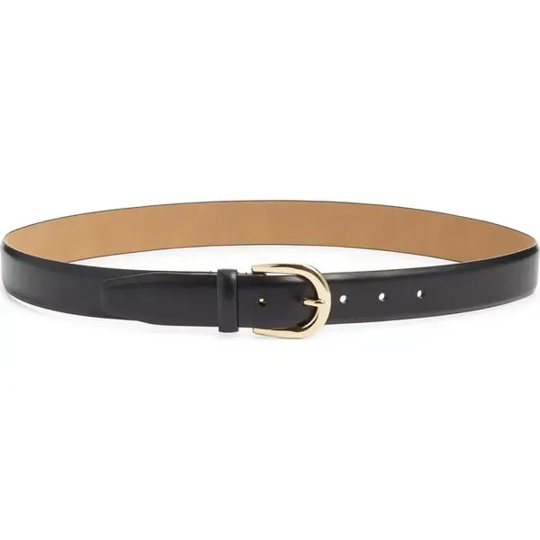 Nordstrom Leather Belt - Black- Gold