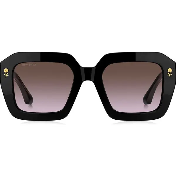 Etro 52mm Rectangular Sunglasses - Black Violet