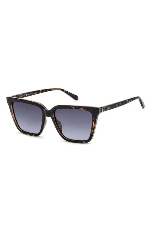 Fossil 56mm Square Frame Sunglasses - Blue Havana Brown