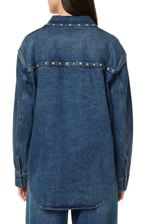 Habitual Studded Denim Shirt Jacket - Lake