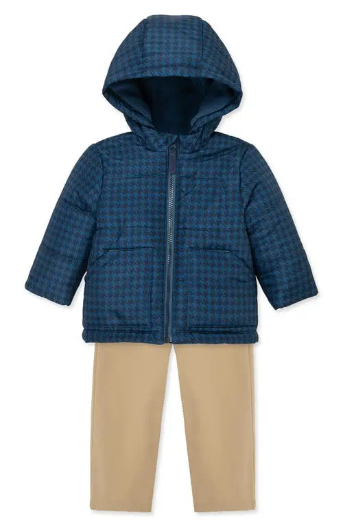 LITTLE ME Houndstooth Hooded Puffer Jacket Set