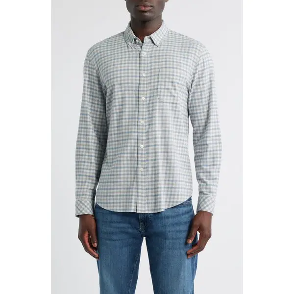 Rails Vance Check Cotton Blend Button-down Shirt - Charcoal Blue Check