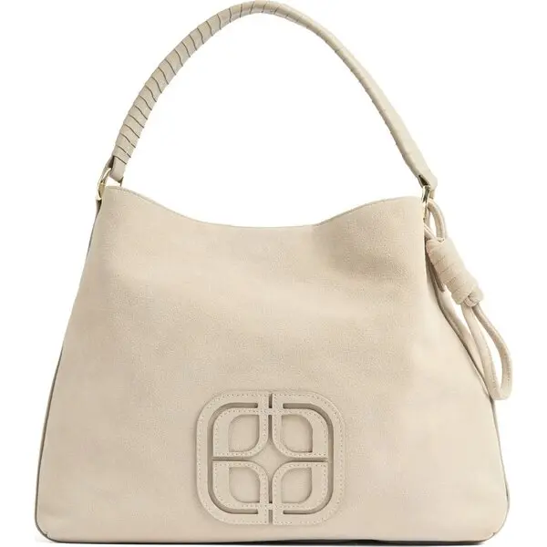LK BENNETT Lou Lou Wrap Handle Leather Shoulder Bag - Stone