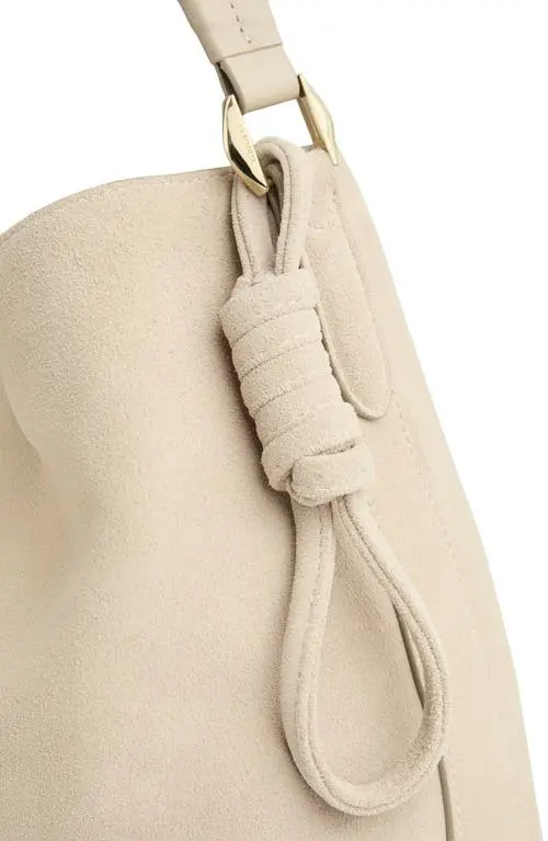 LK BENNETT Lou Lou Wrap Handle Leather Shoulder Bag - Stone