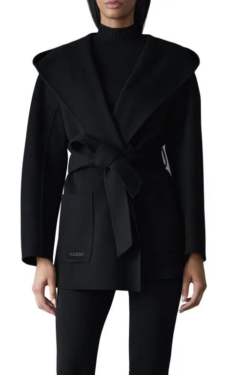 Mackage Paya Belted Wool Coat - Black