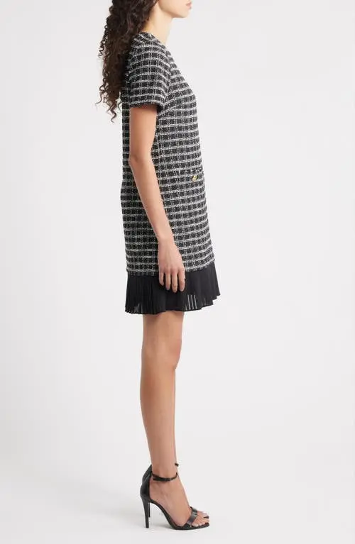Julia Jordan Pleated Hem Bouclé Minidress