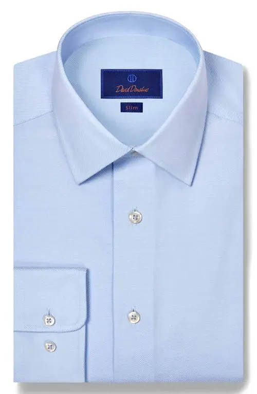 David Donahue Slim Fit Stretch Cotton Twill Dress Shirt - Sky
