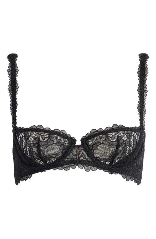 SAVAGE X FENTY Romantic Corded Lace Unlined Underwire Bra - Black Caviar