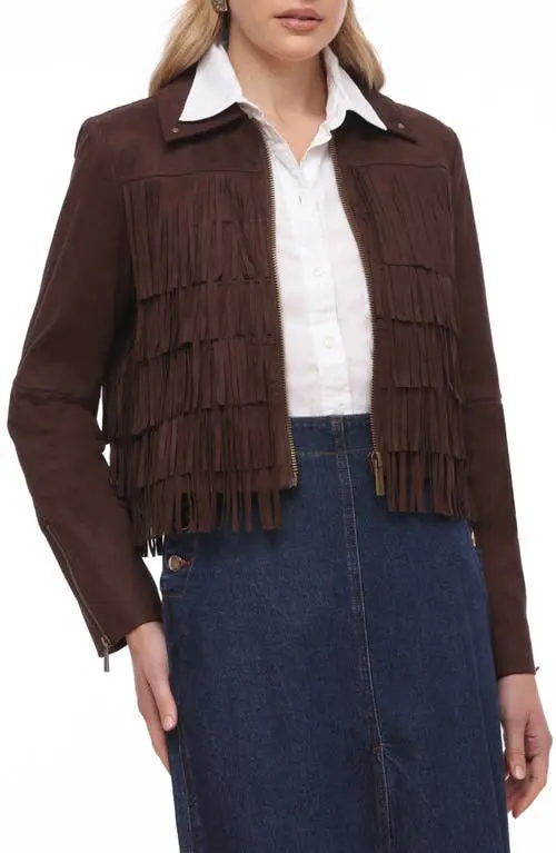Bagatelle Faux-suede Fringe Jacket