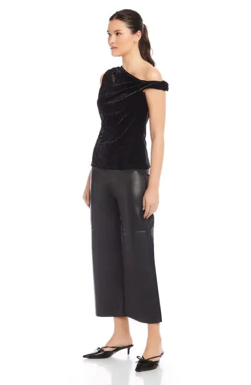 Fifteen Twenty Nadia One-shoulder Velvet Top