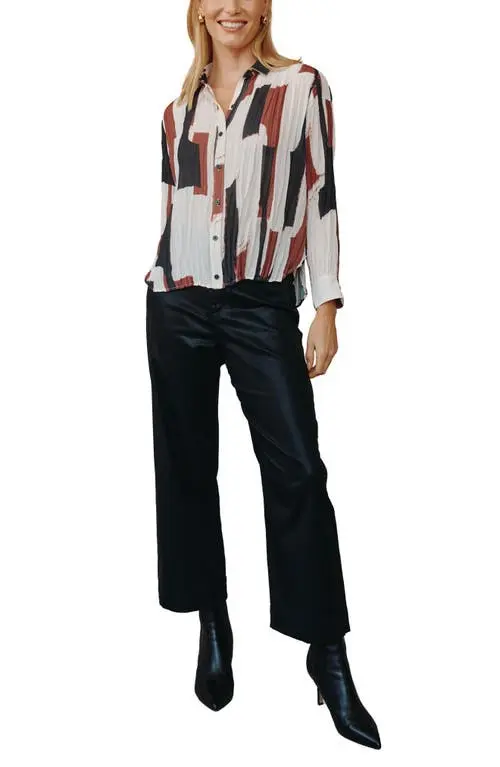 Bella Dahl Art Print Pleated Button-up Shirt