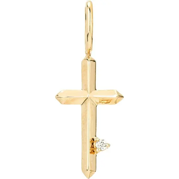 Adina Reyter Diamond Cross Mini Charm - 9k Yellow Gold