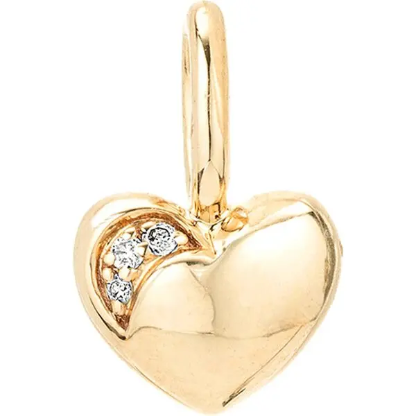 Adina Reyter Diamond Puffy Heart Mini Charm Pendant - 9k Yellow Gold
