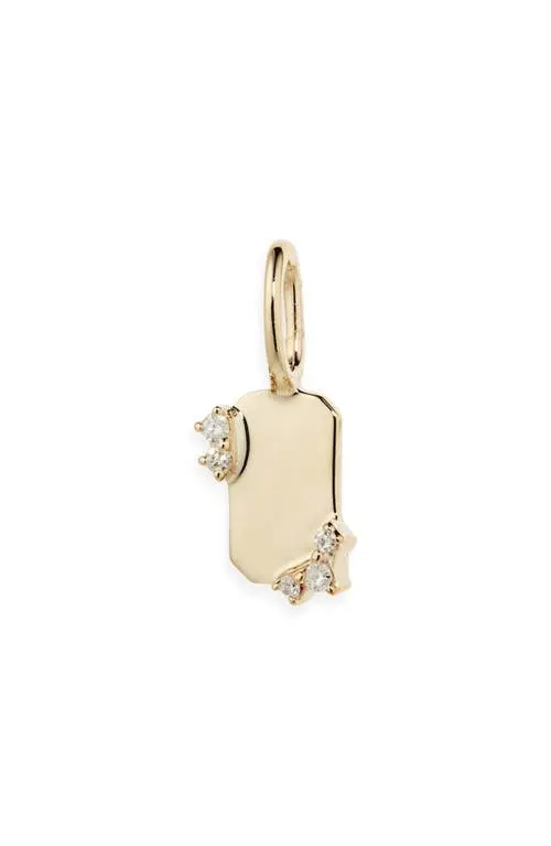 Adina Reyter Diamond Dog Tag Mini Charm - 9k Yellow Gold