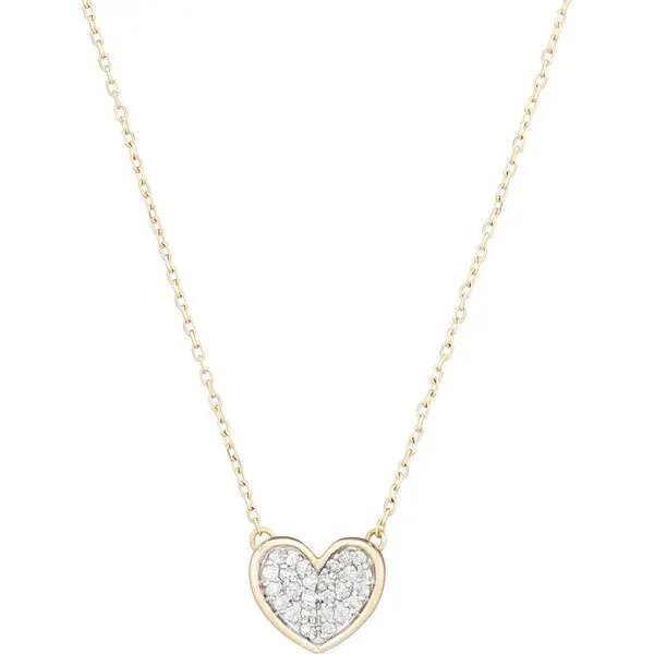 Adina Reyter Tiny Pavé Folded Heart Necklace - Yellow