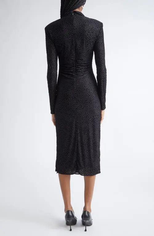 Ramy Brook Eveline Flocked Dot Long Sleeve Dress