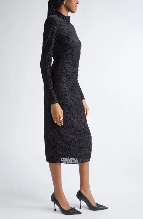 Ramy Brook Eveline Flocked Dot Long Sleeve Dress