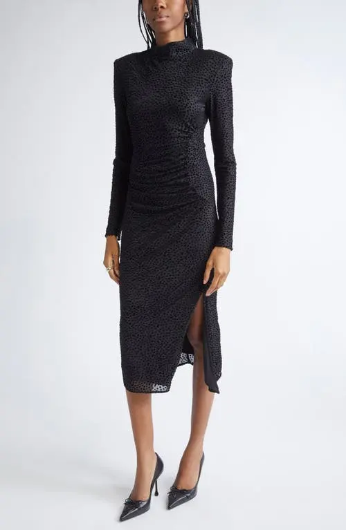 Ramy Brook Eveline Flocked Dot Long Sleeve Dress