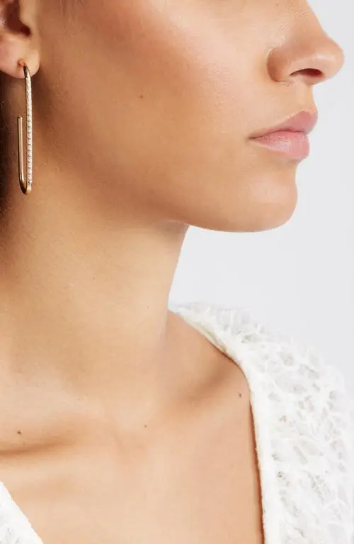 OPEN EDIT Faux Pearl Rectangle Hoop Earrings