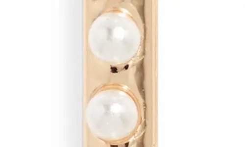 OPEN EDIT Faux Pearl Rectangle Hoop Earrings