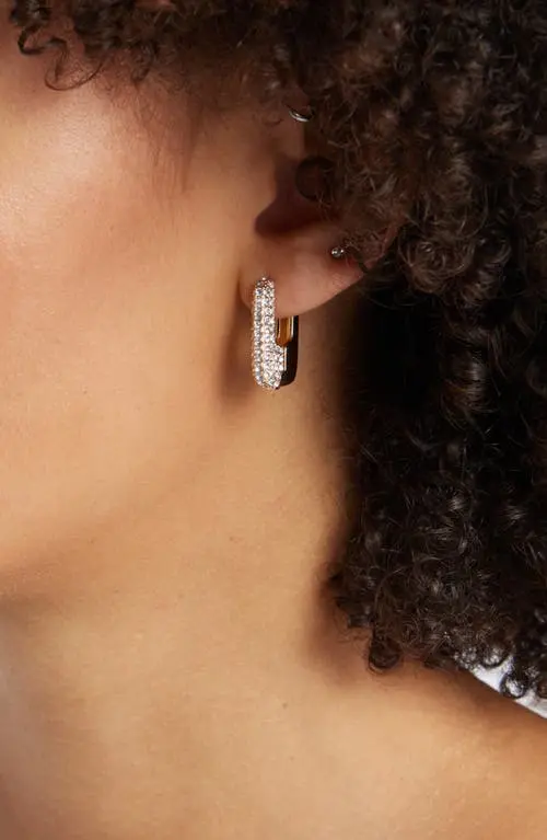 OPEN EDIT Pavé Rectangle Huggie Hoop Earrings