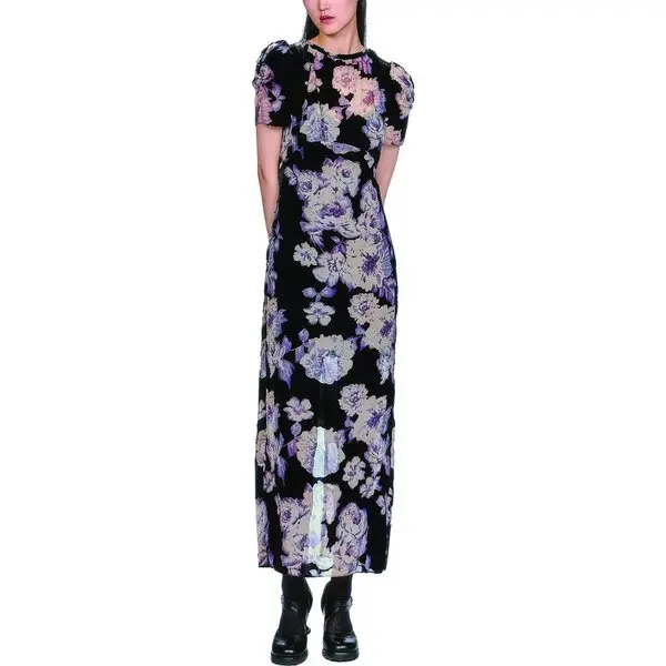 Anna Sui Cabbage Rose Devore Maxi Dress