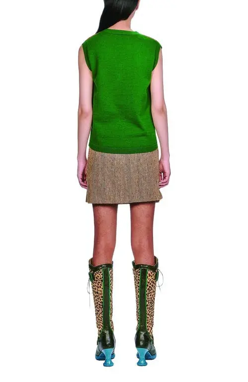 Anna Sui Herringbone Pleated Skirt