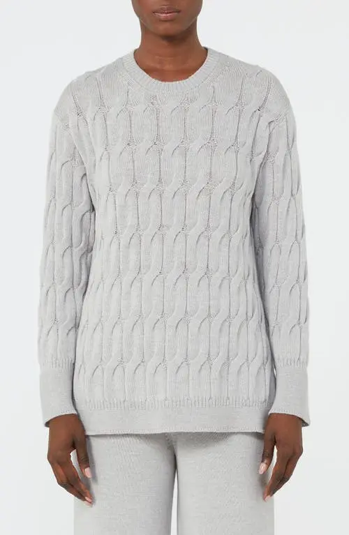 MM BY MAX MARA Cable Stitch Virgin Wool Sweater - Light Grey