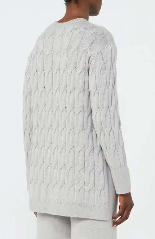 MM BY MAX MARA Cable Stitch Virgin Wool Sweater - Light Grey