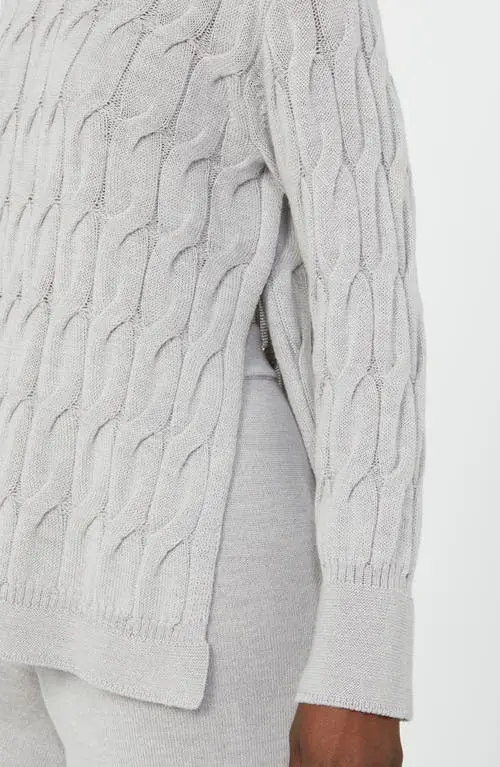 MM BY MAX MARA Cable Stitch Virgin Wool Sweater - Light Grey