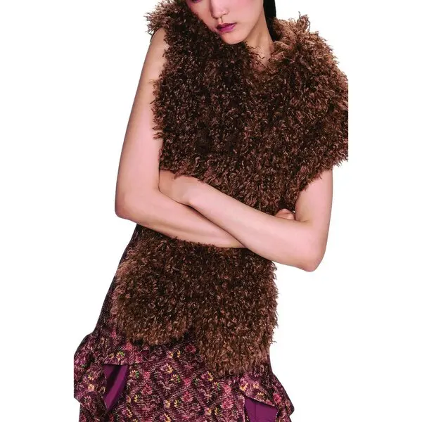 Anna Sui Faux Fur Shawl - Caramel