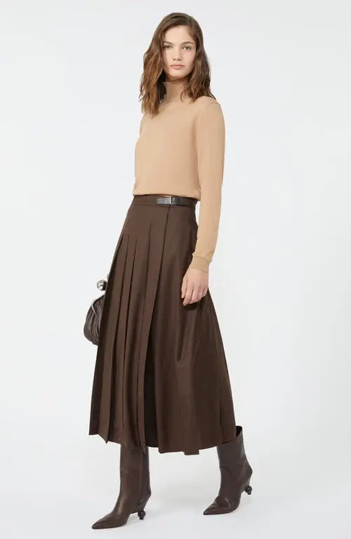 Max Mara Fastoso Pleated Virgin Wool Skirt