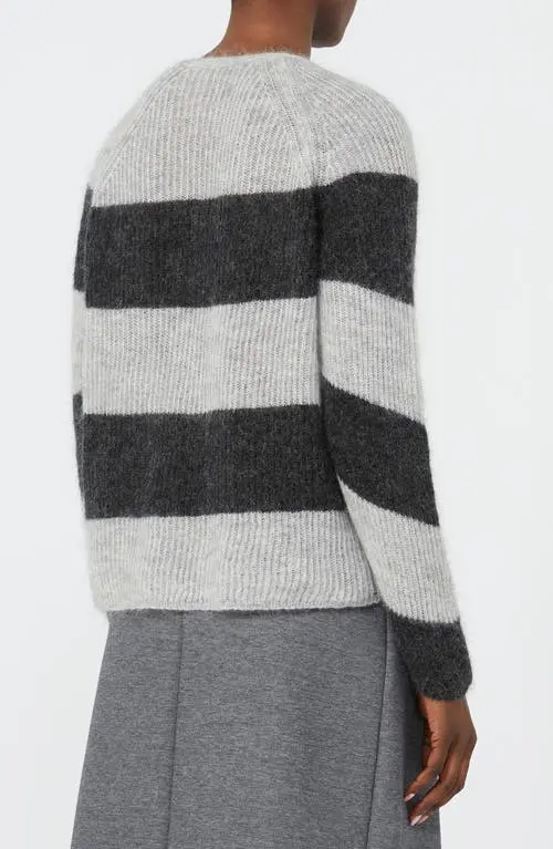 MM BY MAX MARA Ricetta Stripe Mohair & Wool Blend Sweater - Light Grey